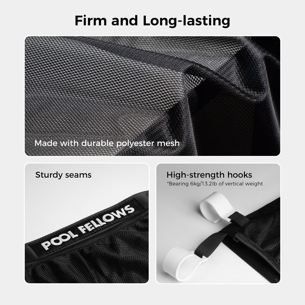 Pool Fellows Hanging Mesh Pouch Adjustable for Pool Storage Bins